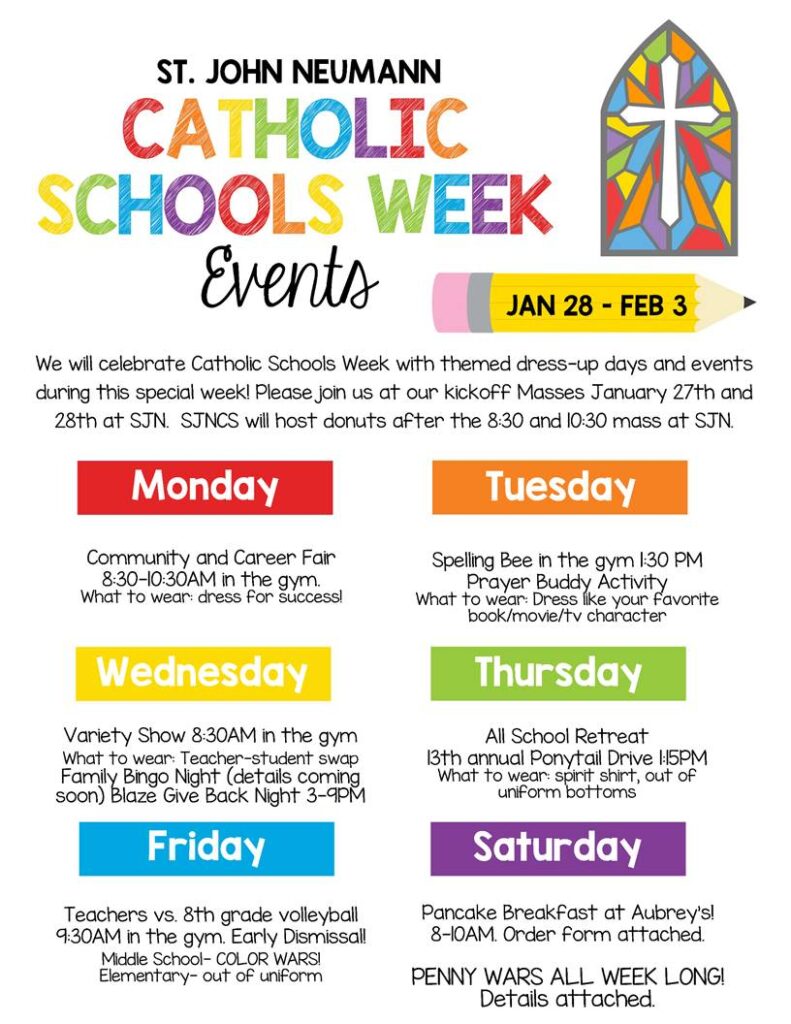 Catholic Schools Week 2024 Information – St. John Neumann Catholic School